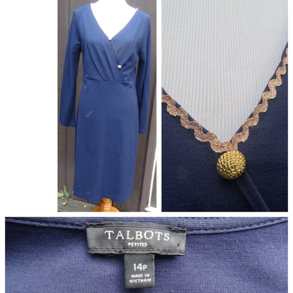 Talbots | Dresses | Talbots Career Aline Jersey Faux Wrap Dress Size ...